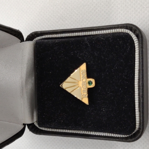 Regions | Jewelry | Regions Bank With Emerald Chip Lapel Pin | Poshmark